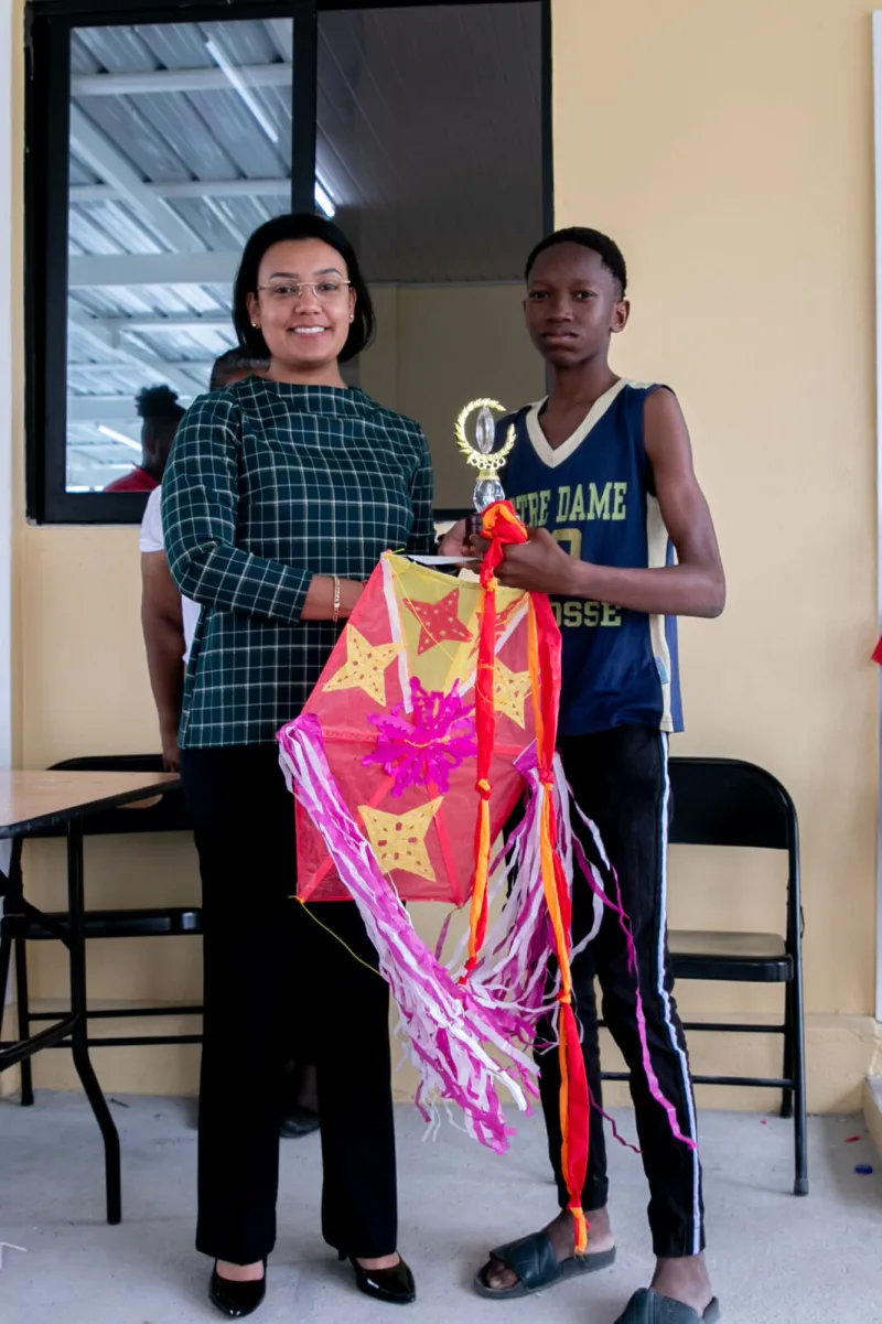 At conclusion of kite-making workshop at North, South Sophia, children ...